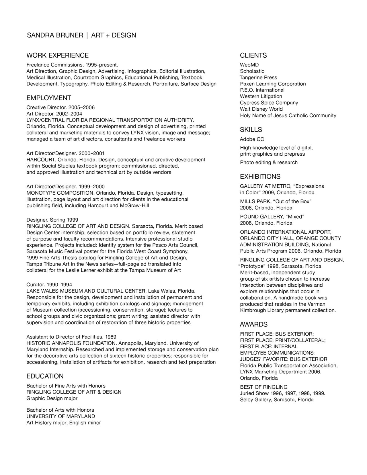 Resume | Sandra Bruner